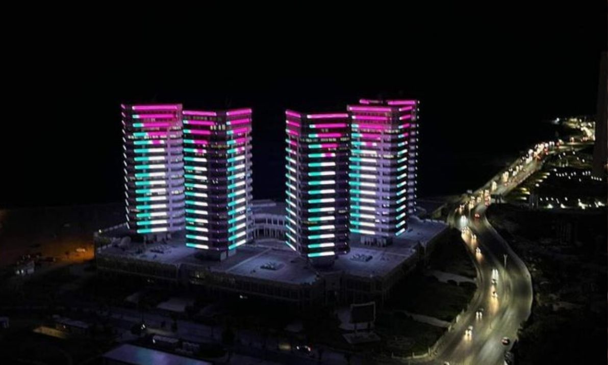 In Solidarity with Palestian, Tripoli Lights up Al Emad Towers - Scoop ...