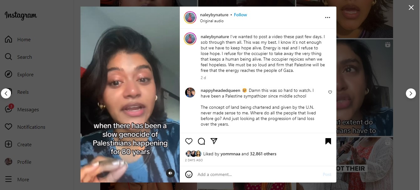 Filmmaker Naley By Nature Takes To Instagram To Express Experience In Palestine And Israel ...